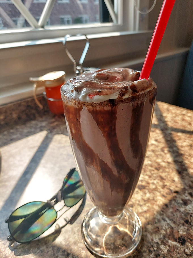 This chocolate milkshake isn't just a drink&mdash;it's dessert in disguise, plotting to ruin your diet while making your soul happy.