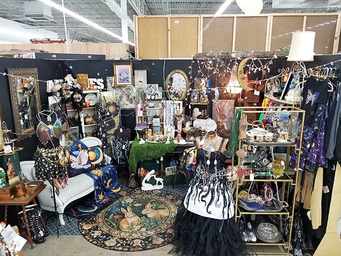 This mystical booth looks like what would happen if a Victorian spiritualist and a costume designer shared an apartment. Enchanting, eccentric, and utterly captivating.