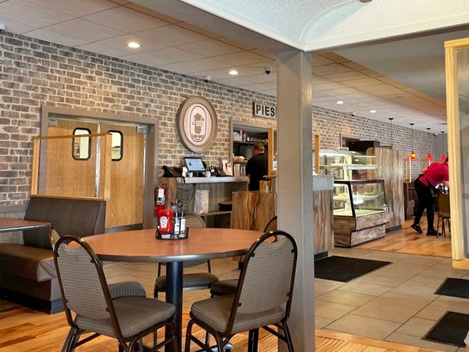 A sign that simply says "PIES" is all the direction you need in life. The display case below it delivers on that straightforward promise.