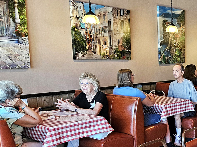 Italian landscapes on the walls transport you from Ohio to Tuscany. The art might not be museum-worthy, but paired with the food, it works its magic.