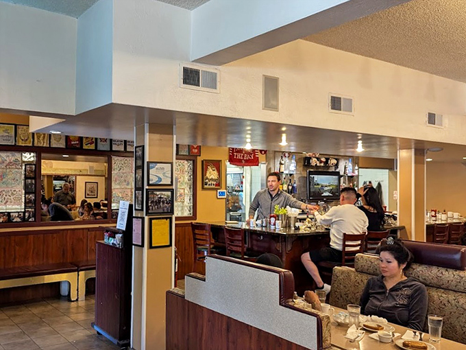 The interior strikes that perfect balance between nostalgic diner charm and modern comfort, where breakfast memories are made one benedict at a time.