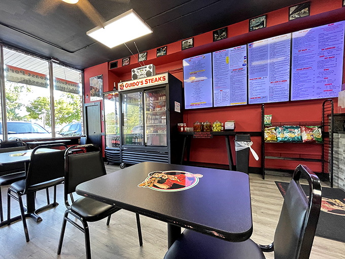 Another angle reveals the practical simplicity of Guido's interior &ndash; where the focus stays squarely where it belongs: on the food.