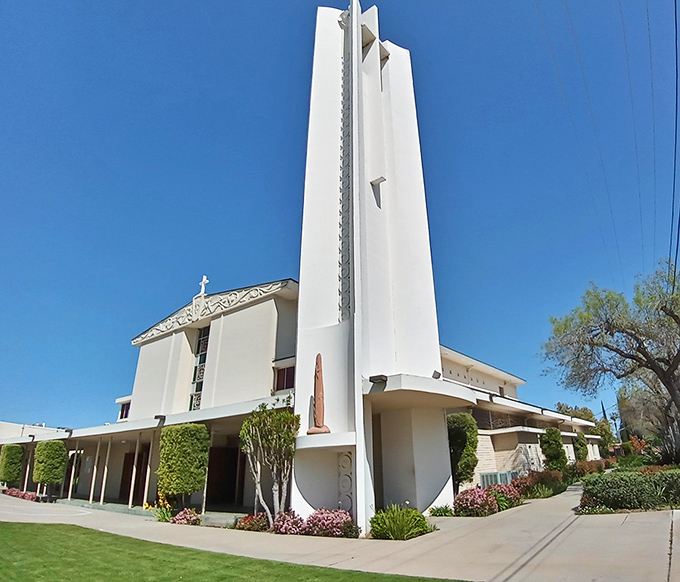 Our Lady of Fatima Church represents the strong community bonds in Modesto, where neighbors still check on neighbors without checking their investment portfolios first.