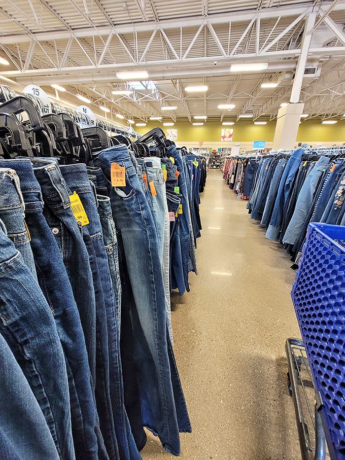 The denim forest&mdash;where jeans of every era hang in silent testimony to fashion trends that have come, gone, and come again.
