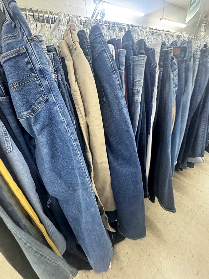 Denim dreams come true in the pants section, where your next favorite jeans are hiding among the racks, just waiting to be discovered.