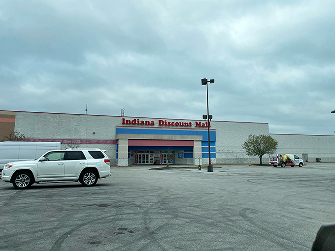 The spacious parking lot hints at the retail adventure waiting beyond those welcoming doors.