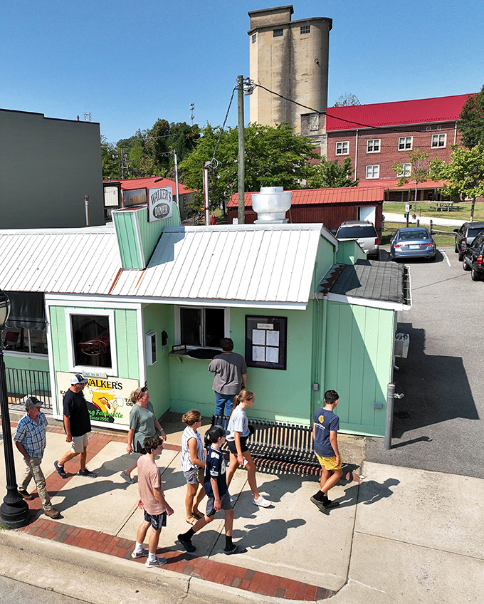 A charming mint-green eatery draws a crowd of hungry visitors, proving that in Farmville, good food is still worth waiting in line for.