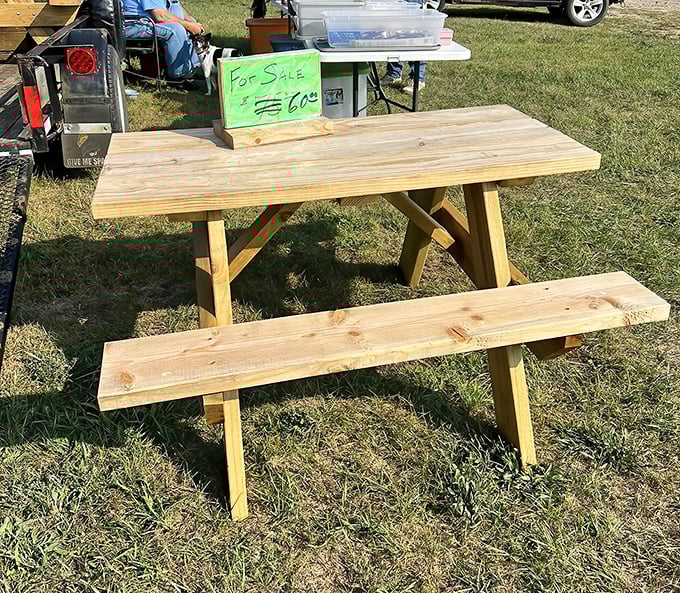 This handcrafted picnic table isn't just furniture&mdash;it's an invitation to outdoor meals where conversations flow easier than they do around formal dining rooms.