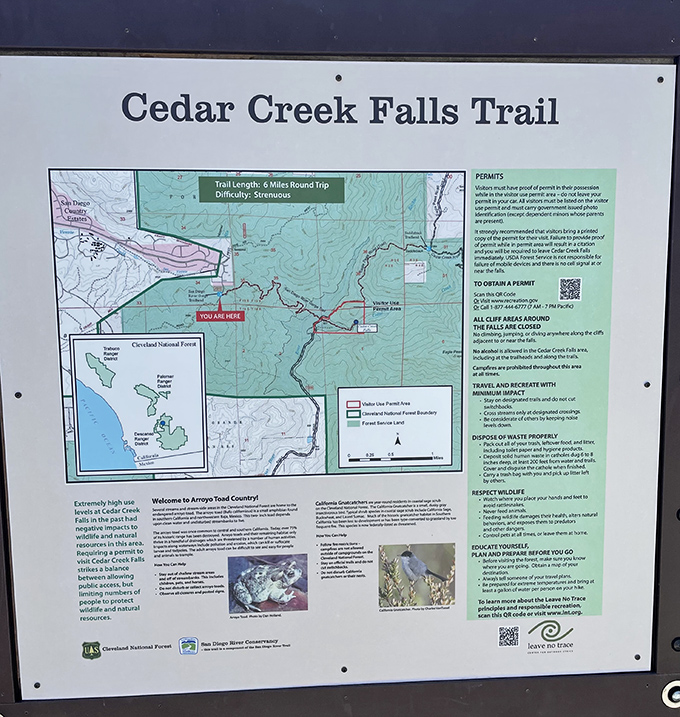 The treasure map to California's hidden gem: This sign contains the secret coordinates to adventure, plus all those pesky "don't die" warnings.