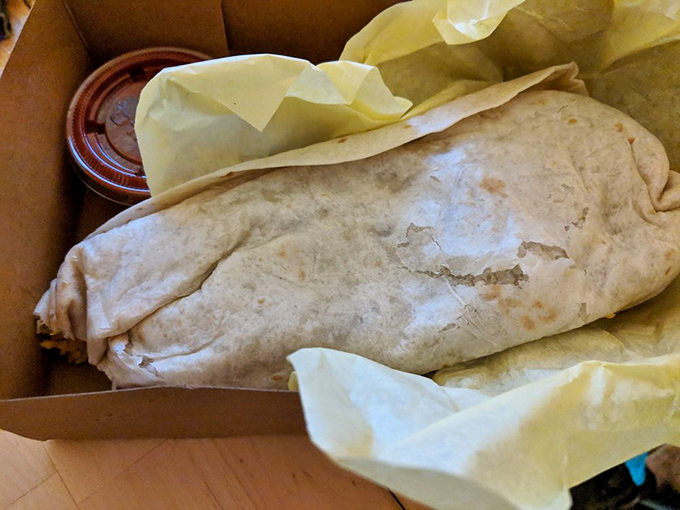 Another burrito beauty&mdash;this time showcasing the artful fold that keeps every delicious morsel contained until the moment of truth.