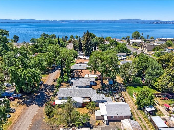 Aerial view showcasing Lucerne's greatest asset &ndash; homes within walking distance to water that don't require a tech mogul's salary.
