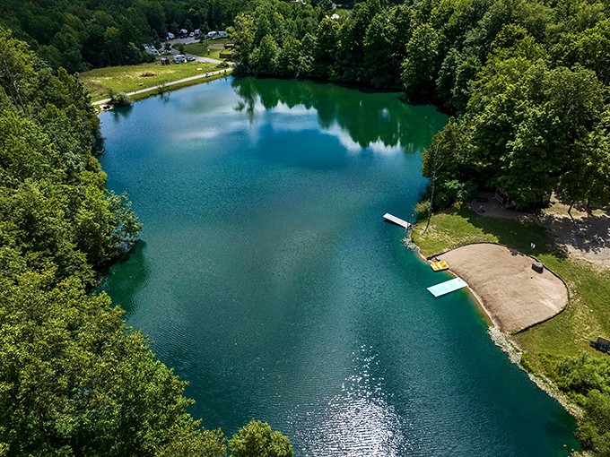 This crystal-clear quarry lake looks like Mother Nature's swimming pool, offering a refreshing escape that no chlorinated resort can match.