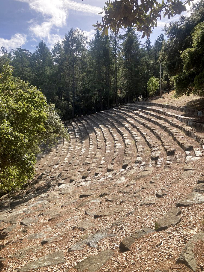The Mountain Theater's stone seating awaits its audience&mdash;Broadway with a backdrop that puts million-dollar set designs to shame.