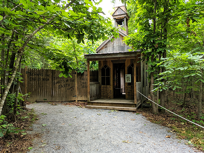 This unassuming chapel might offer prayers for your soul before you encounter the prehistoric beasts lurking just beyond its doors.