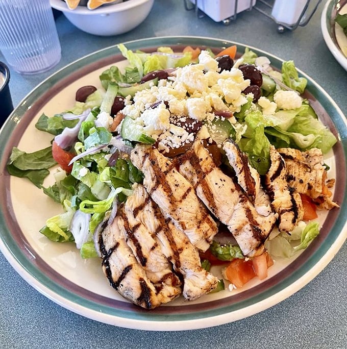 A salad that doesn't apologize for being healthy &ndash; it's too busy showing off those perfect grill marks and that generous sprinkle of feta.