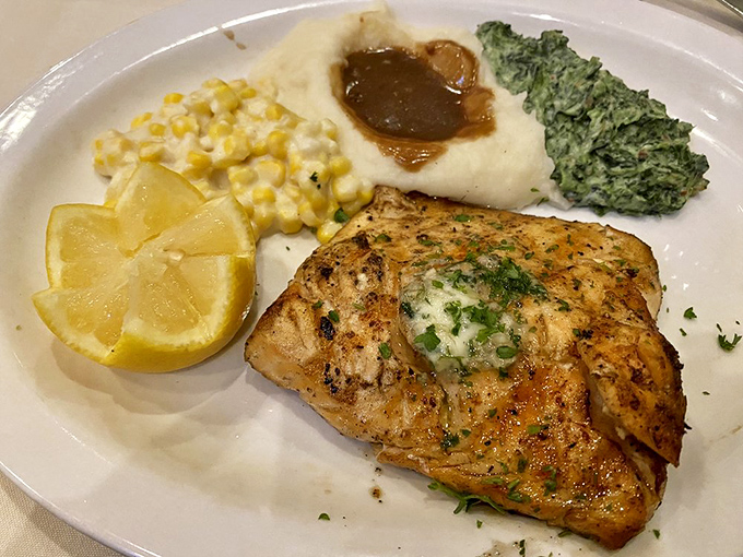 Salmon that's been kissed by fire and blessed with herbs. For when you want to pretend you're making a healthy choice at a steakhouse.