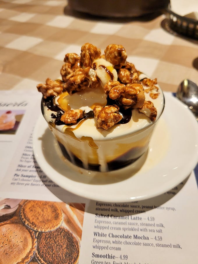 Not just dessert&mdash;it's a work of art. This caramel-drizzled creation with candied popcorn makes ordinary sundaes seem like a sad compromise.
