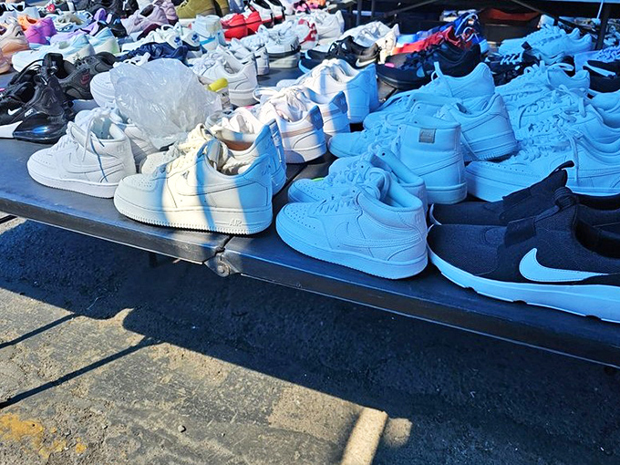 Sneaker paradise unfolds in pristine rows, where your perfect pair costs less than lunch.