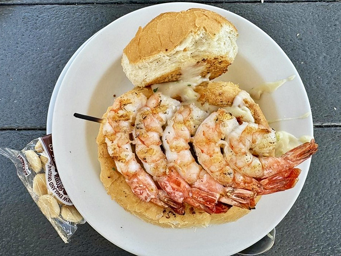 These grilled shrimp, perfectly lined up like synchronized swimmers, are ready to dive straight into flavor town.