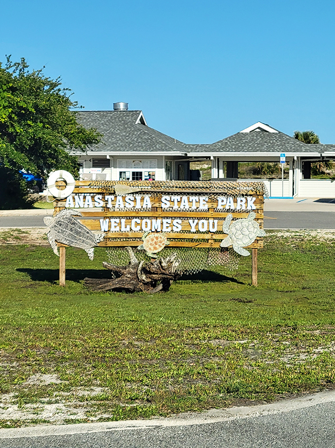 The entrance sign says "Welcome" but what it really means is "Prepare to forget what stress feels like for the next few hours."