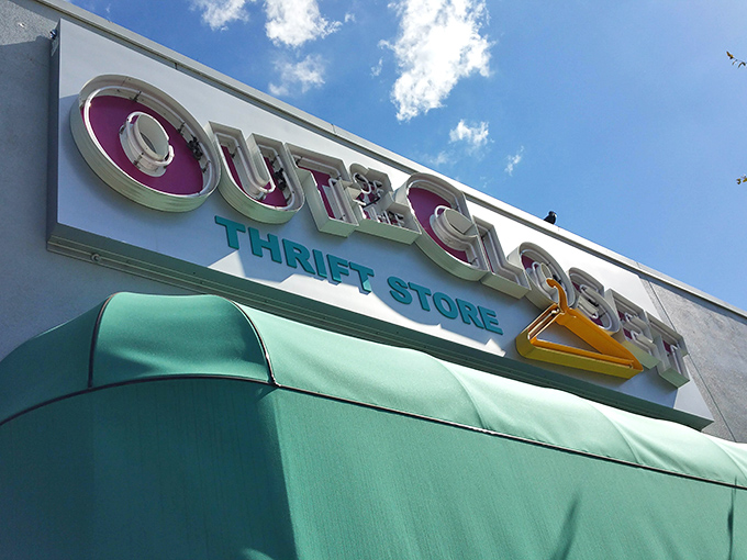 The distinctive rooftop signage stands proud against the Texas sky, a landmark for both fashion seekers and healthcare advocates.