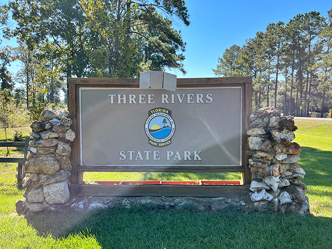 The entrance sign &ndash; where cell service begins to fade and your blood pressure starts dropping with each step beyond it.