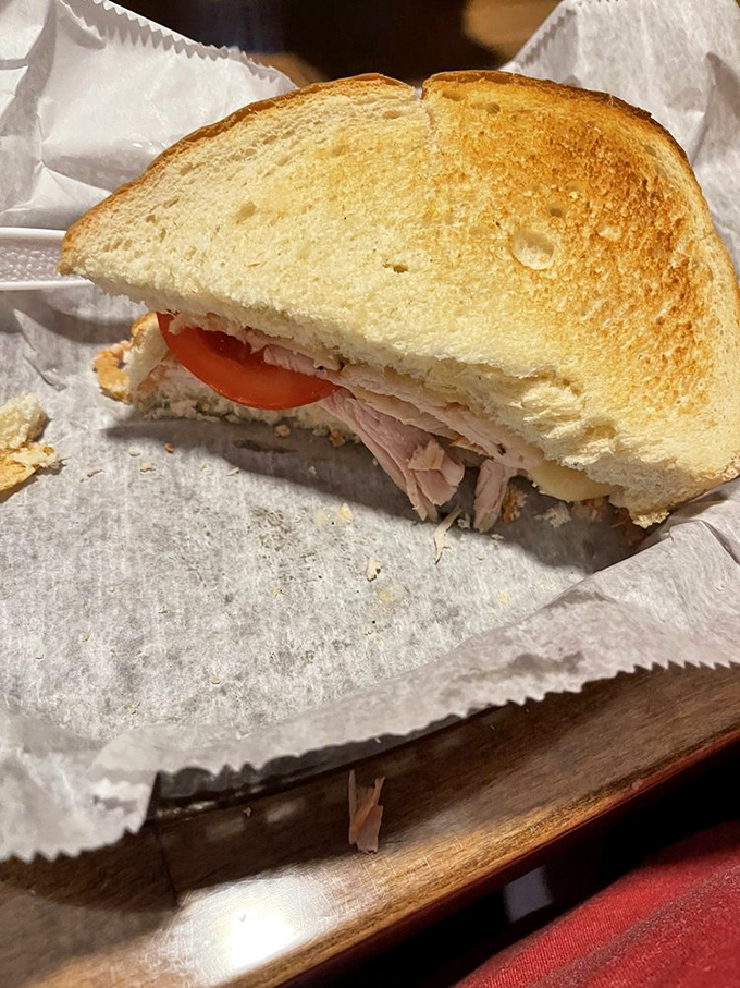 A sandwich so honest and straightforward, it would make excellent political office. Turkey, cheese, tomato—no gimmicks, just satisfaction.