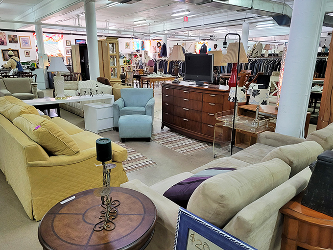 Mid-century meets modern comfort in this living room vignette. That buttery yellow sofa is practically begging for Sunday afternoon naps.