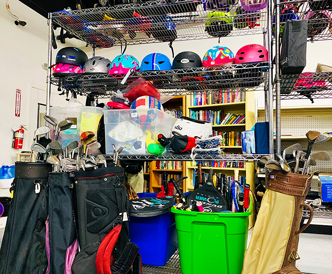 Sports equipment and accessories fill bins, encouraging active lifestyles without draining your entire savings account.