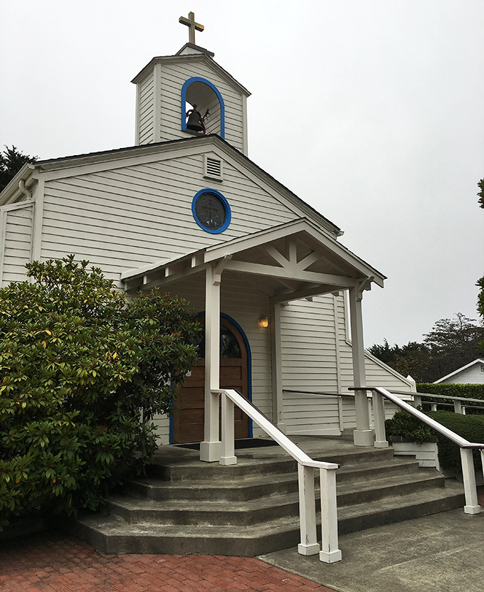 St. Anthony's Church offers spiritual comfort with architectural charm, its blue accents catching the eye like glimpses of sky on foggy days.