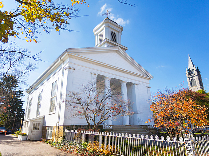 St. Luke's Episcopal Church radiates New England charm transplanted to Ohio soil. Its pristine white facade practically demands you straighten your posture.