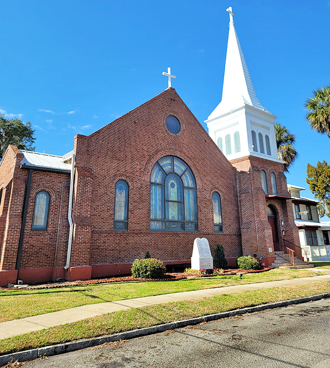 St. Monica Catholic Church stands as a brick testament to faith, community, and architecture from an era when buildings were built to inspire.