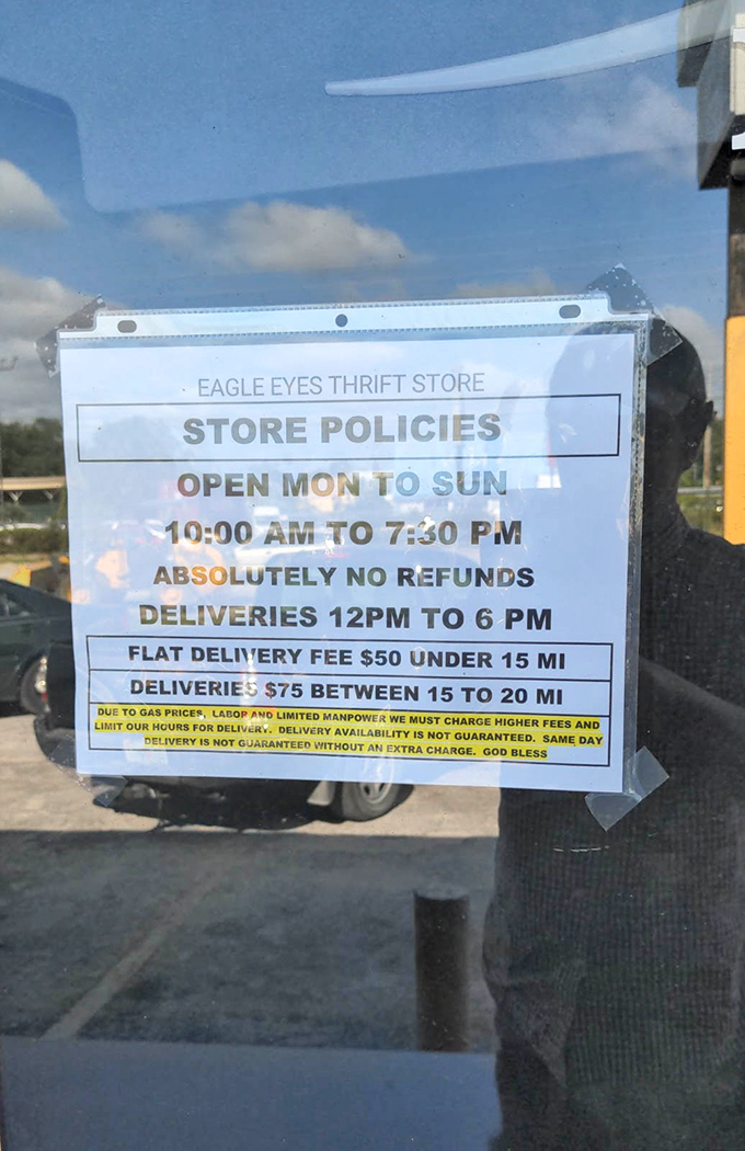 Store policies posted clear as day: no returns, but who returns treasures anyway?