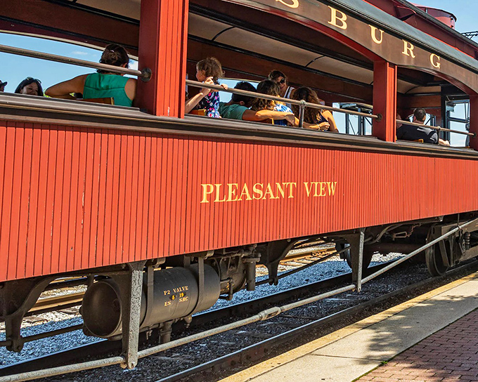 All aboard for yesteryear: The "Pleasant View" car of the Strasburg Rail Road offers exactly what its name promises—a journey through America's most picturesque countryside.