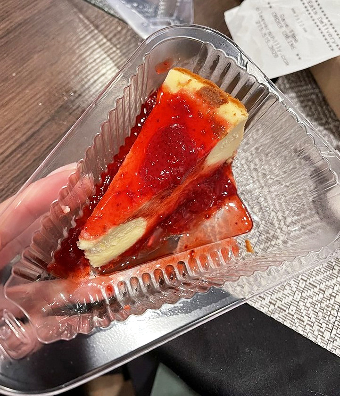 Strawberry cheesecake proving this place knows how to finish strong.
