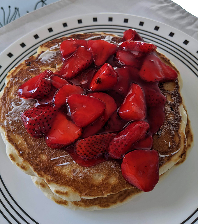 These strawberry pancakes aren't just breakfast&mdash;they're dessert with an alibi. The perfect excuse to start your day with something decadently sweet.