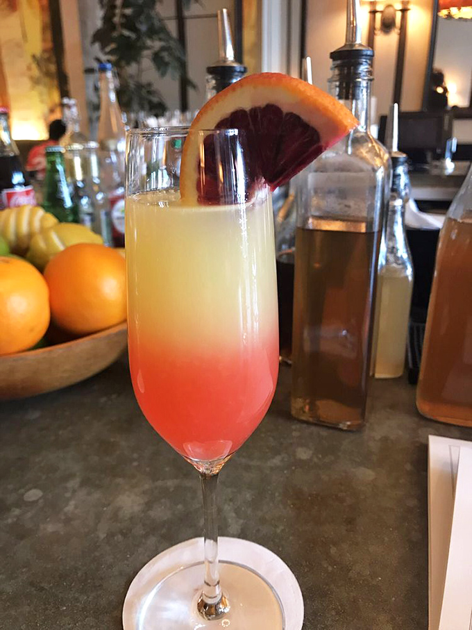 A sunrise in a glass that promises good times ahead. This gradient cocktail with blood orange garnish is what vacation mornings aspire to be.