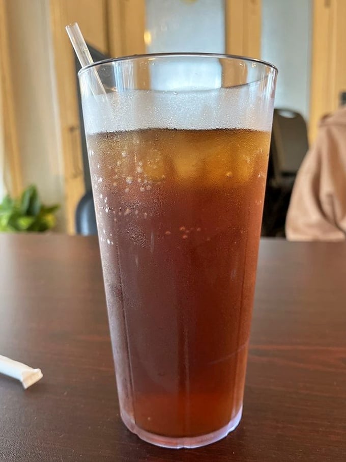 Sweet tea so perfectly brewed it makes you understand why Southerners write songs about it. The condensation on the glass is nature's way of applauding.