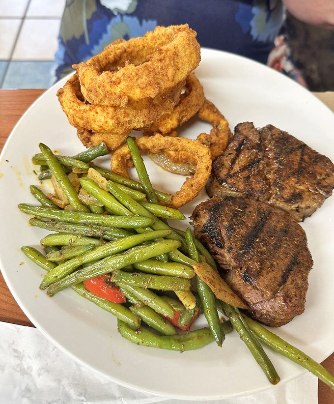 Tenderloin, onion rings, and green beans&mdash;the holy trinity of a meal that satisfies both your inner child and your sophisticated adult palate.