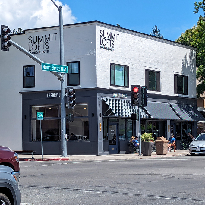 Theory Coffee, where locals debate whether the mountain views or espresso provide the bigger morning jolt.