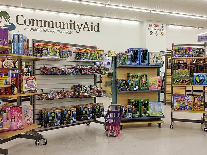 The toy section: where nostalgia meets practicality and parents discover that yesterday's playthings still spark today's imagination at tomorrow's prices.