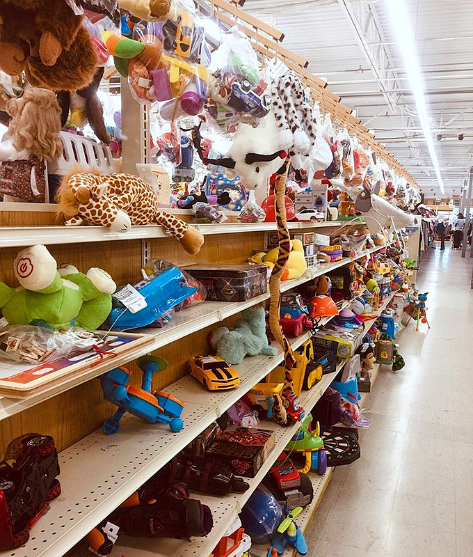 Stuffed animal safari! This colorful menagerie of plush companions waits patiently for new homes, each with the potential to become some child's beloved bedtime essential.