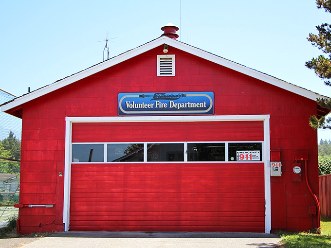 Even the fire station looks like it belongs in a coastal postcard. That red exterior isn't just practical&mdash;it's patriotic small-town America at its finest.