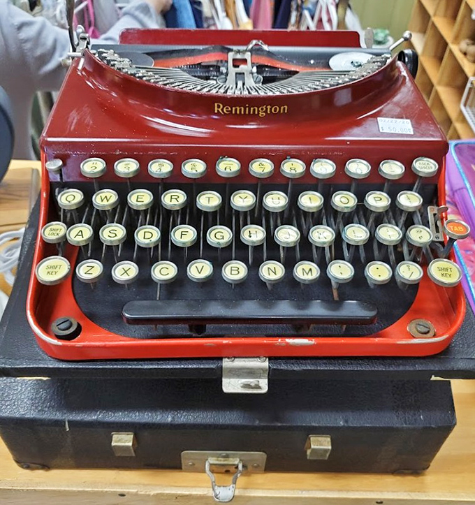 This vintage Remington typewriter isn't just a machine; it's a time machine to when thoughts had to be organized before typing.