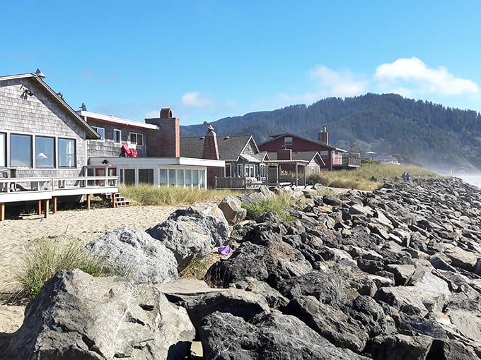 Rocky seawalls stand guard against winter storms, a reminder that living on nature's edge comes with both beauty and respect.