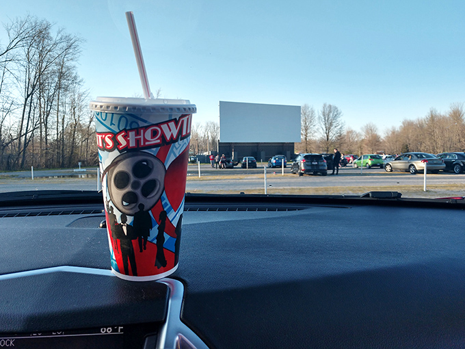 The dashboard view that generations have enjoyed. That cup's design is practically screaming "It's showtime!" at you from the cupholder.