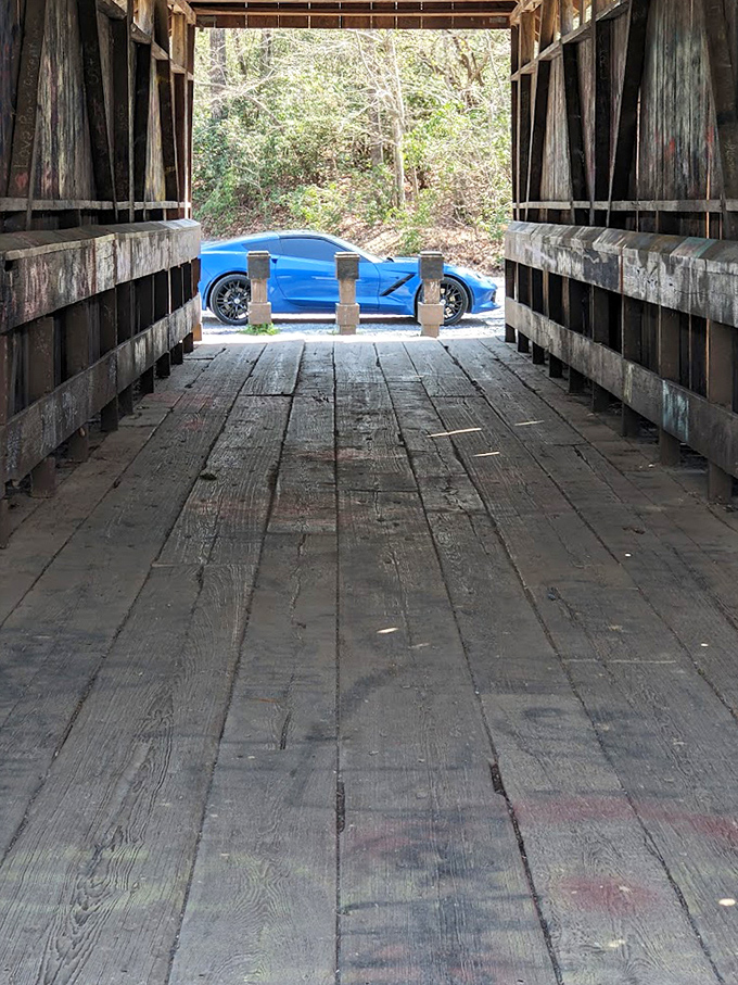 Classic cars and historic bridges make perfect companions, both celebrating the art of thoughtful design. 