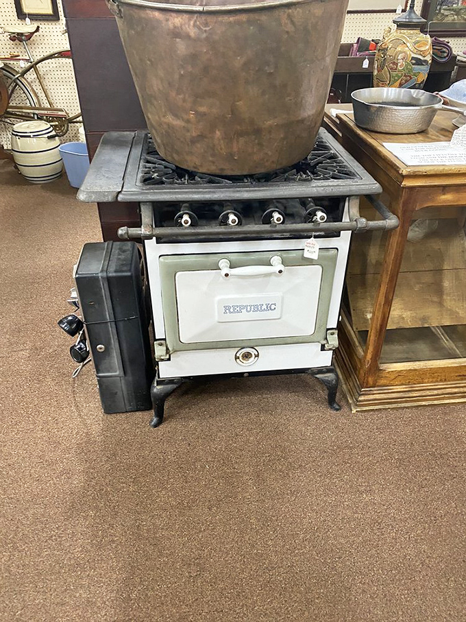 This vintage Republic stove could have cooked thousands of family meals. Its sturdy construction and timeless design speak to an era of lasting quality.