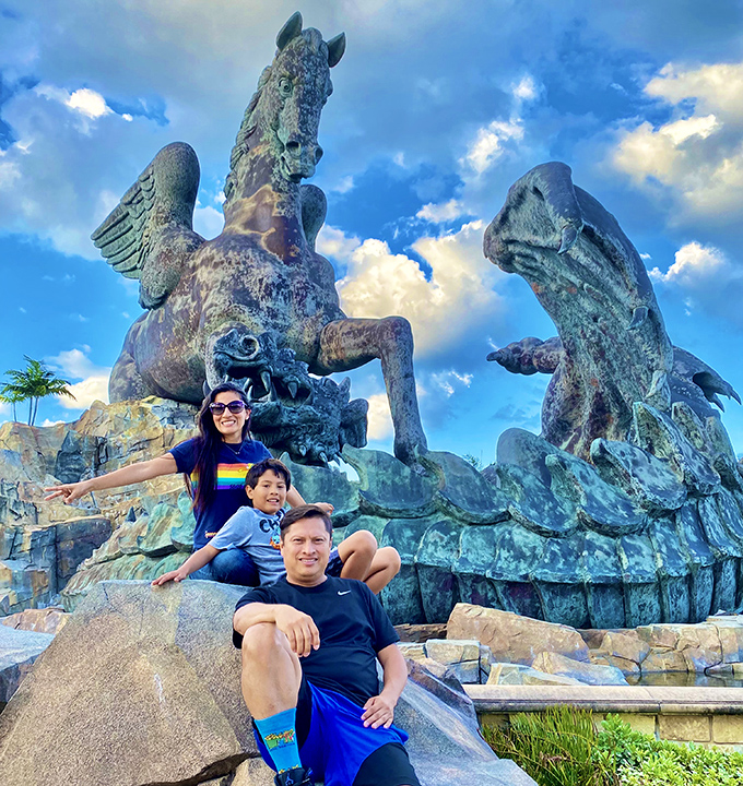 Families discover that posing with legendary creatures creates memories more precious than any treasure.