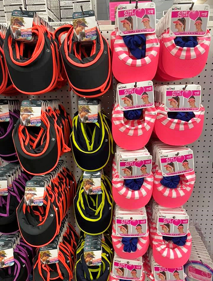 Sun visors in patterns wild enough to embarrass your teenagers at the beach this summer.